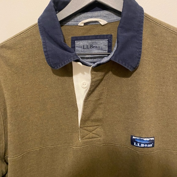 L.L. Bean | Shirts | Mens Ll Bean Long Sleeve Rugby Polo Olive M Tall | Poshmark